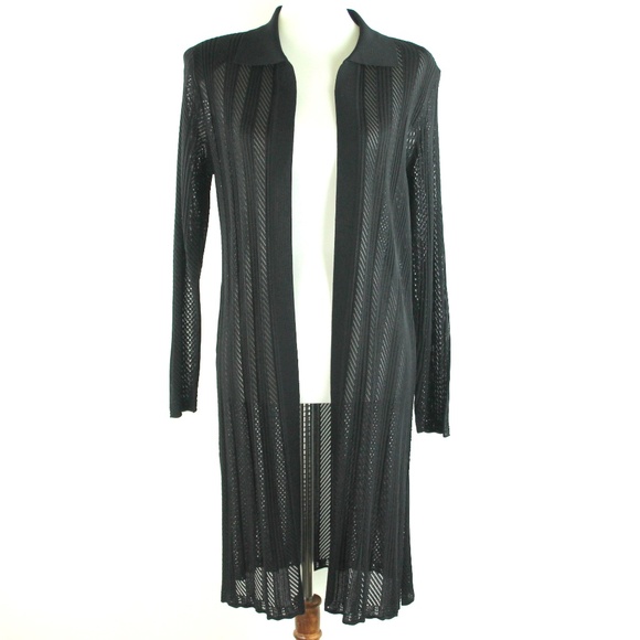 Misook | Sweaters | Exclusively Misook Black Acrylic Open Front Long ...